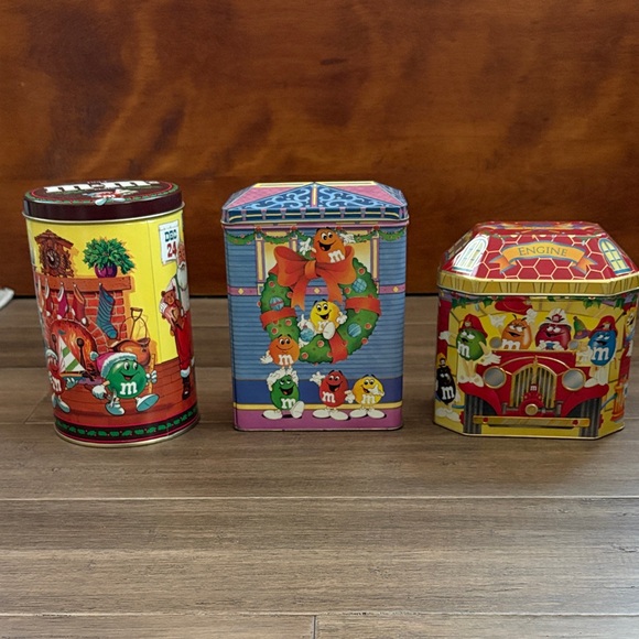 M&M'S | Holiday | Mms Festive Tin Trio Vintage 994 1995 1997 Tins ...
